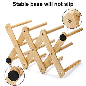 Lawei 2 Pack Bamboo Bottle Drying Rack, Retractable Bottle Cup Dish Drying Rack, Plastic Bag Dryer Rack and Portable Drainer Stand Holder for Water Bottles, Plate, Cup, Pot Lid, Cutting Board