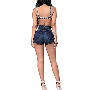 Fashion Slim Shorts ,THENLIAN Women Juniors Body Enhancin Denim Jeans Stretch Slim Fitness Short Pants (XXL, Dark Blue)