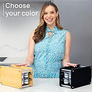 Ibyx Сoffee Pod Holders for K Cups - 2 Tier Coffee Pod Sliding Drawer for 20 K Cups Storage Capacity - Elegant Plexiglass Top and Metallic Coffee Pod Rack - Kitchen Counter Organizer (Black)