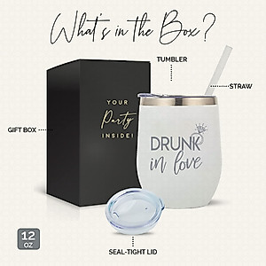 Drunk In Love Bride Cup Stainless Steel 12oz Bride Tumbler with Lid and straw! Perfect Bride Wine Tumbler Engagement Gift for the Future Bride, Bride Wine Glass Bachelorette, Gifts for the Bride