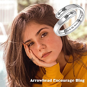 925 Sterling Silver Inspirational Ring Adjustable Rings Personality Encouragement Jewelry Gifts for Women(Design 2: I Love You To The Moon And Back)