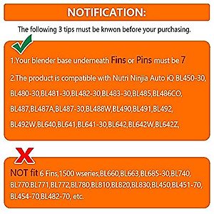 Blender Blade for Ninja Blender, Blender Replacement Parts Compatible with Nutri Ninja Auto iQ Blender BL482 BL642 NN102 BL682 BL2013 (7 Fins)