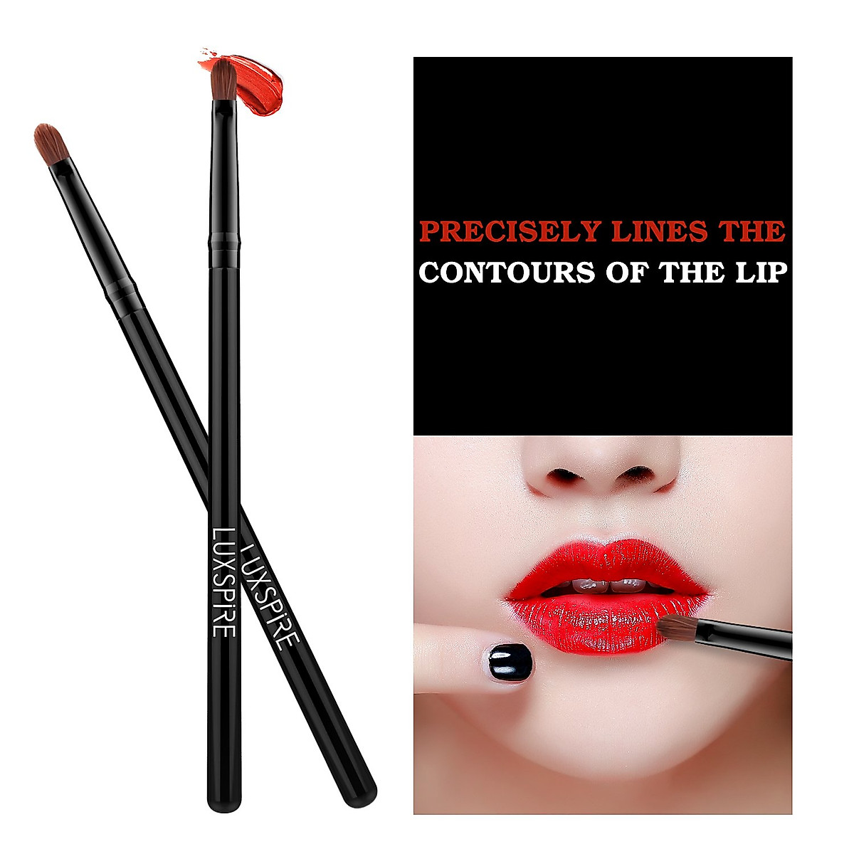Luxspire Lip Brush Concealer Brushes 2 Pieces, Lipstick Gloss Brushes Applicators Eyeshadow Lip Liner Makeup Brush Cosmetics Make Up Tools, Small Make Up Brushes