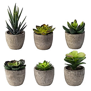 Fake Plant For Desk Decor, Faux Plants Indoor, Succulents Plants Artificial, Small Fake Plants For Office, Fake Succulent Plants, Fake Cactus Plant in Pots 2.3" - 6 Pc Set Mini Fake Succulents