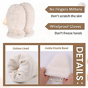 Fleece Baby Hat and Mitten Set Winter Toddler Beanie Warm Scarf Infant Ears Earflap Hood Scarves Caps for Baby Boys Girls (White, S)