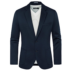 Mens Lightweight Notch Lapels Sport Coats Regular Fit Unlined Knit Blazer Jacket Navy Blue M
