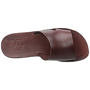 Bashan - Leather Wide Strap Slide Sandal - Brown