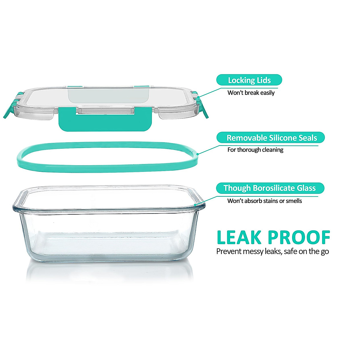 [10-Pack]Glass Meal Prep Containers with Lids, MCIRCO Glass Food Storage Containers with Snap Locking Lids, Airtight Lunch Containers, Microwave, Oven, Freezer and Dishwasher, Green