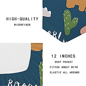 Wajade Blue Dinosaur Sheet Sets Twin Size Cute Cartoon Dinosaur 3D Plants Print Bedding Set for Kids Boys Girls 2pcs (1 Deep Pocket Fitted Sheet+1 Pillowcases)