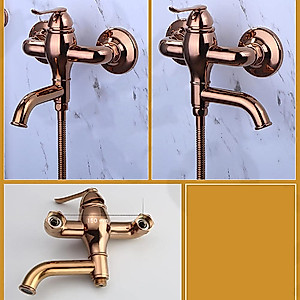 NBAAYIK Wall Mounted Bathroom Toilet Bidet Mixer Spray Kit Ancient Brown Handheld Bidet Sprayer Toilet Bathroom Douche Single Handle Spray Set Bidet Faucet Bathroom Bidet Shower-A