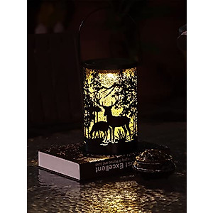 MECAKUCA Solar Garden Lights,Outdoor Lanterns Waterproof,Hanging Patio Lights,Decorative Retro Metal Solar Lights for Table Patio Yard Pathway Walkway Christmas