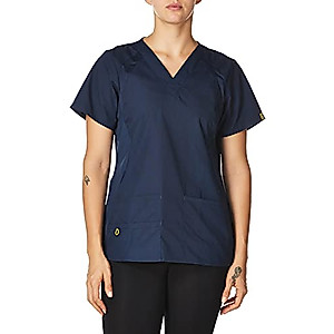 WonderWink Womens Origins Lima Plus Size Women's Top Medical Scrubs Shirt, Navy, XX-Large US