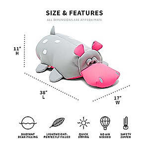 Big Joe Pool Petz Large Hippo Animal Pool Toy Float, Hippo Shape Mesh, 3ft