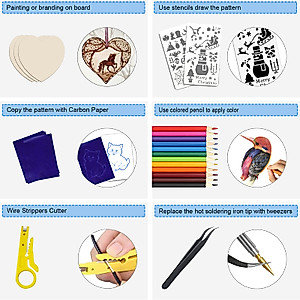 116pcs Wood Burning Kit, Professional Wood Burning Tool with Soldering, DIY Creative Tools Adjustable Temperature 220~480℃ Wood Burner Soldering Pen for Embossing/Carving/Soldering & Pyrography