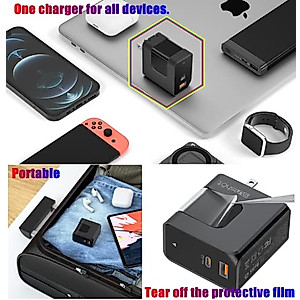 sunshot USB C Charger 65W Fast Charger (Dual Port USB C PD3.0 & USB A) with GaN Fast Technology Charger for MacBook Pro/Air, Dell XPS13, HP Spectre, iPhone11 Pro Max, iPad Pro etc, One for All Deviece