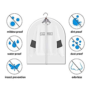 Allhom Small size Garment Bags - Set of 6 translucent 31 inch Hanging Clothing Bags with Cedar Balls, for Boy girls’ Sweater, hoodies, Shorts