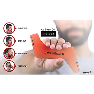 RevoBeard & RevoHair - Beard Shaping & Haircut Tool - For Hairline Lineup, Edge up - Template/Stencil for Trimming Beard, Mustache, Goatee, Neckline - Great Barber Supplies - Men's Grooming Kit