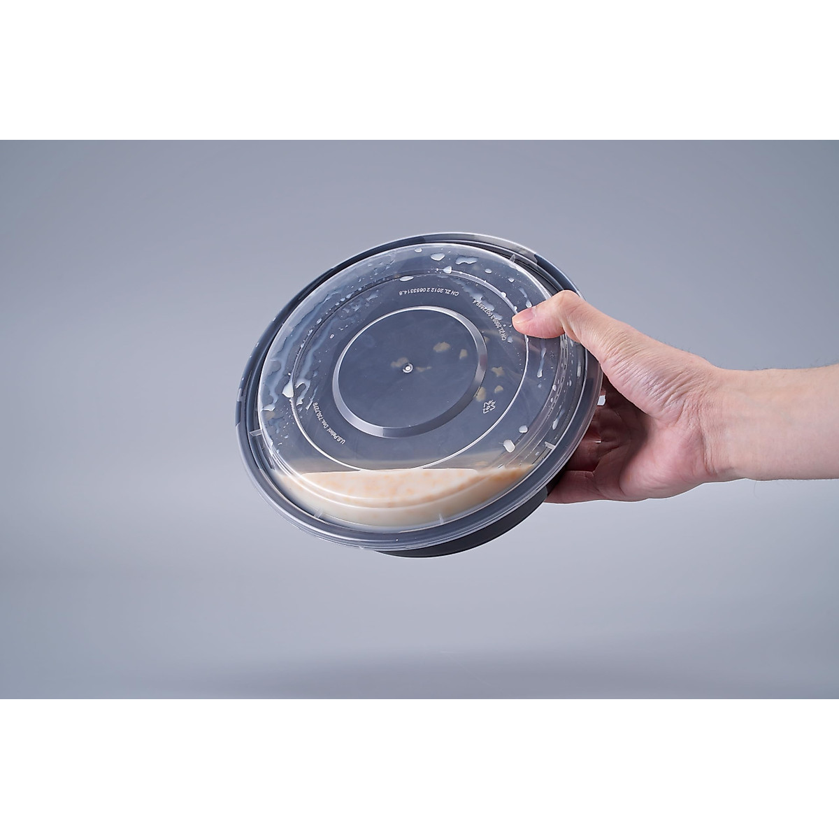 Meal Prep Round Containers -Heavy Duty Food Storage Containers w/Lids Plastic Bento Box Reusable BPA Free Lunch Boxes Disposable, Microwave Dishwasher Freezer Safe (Black - 40OZ, 50 Pack)