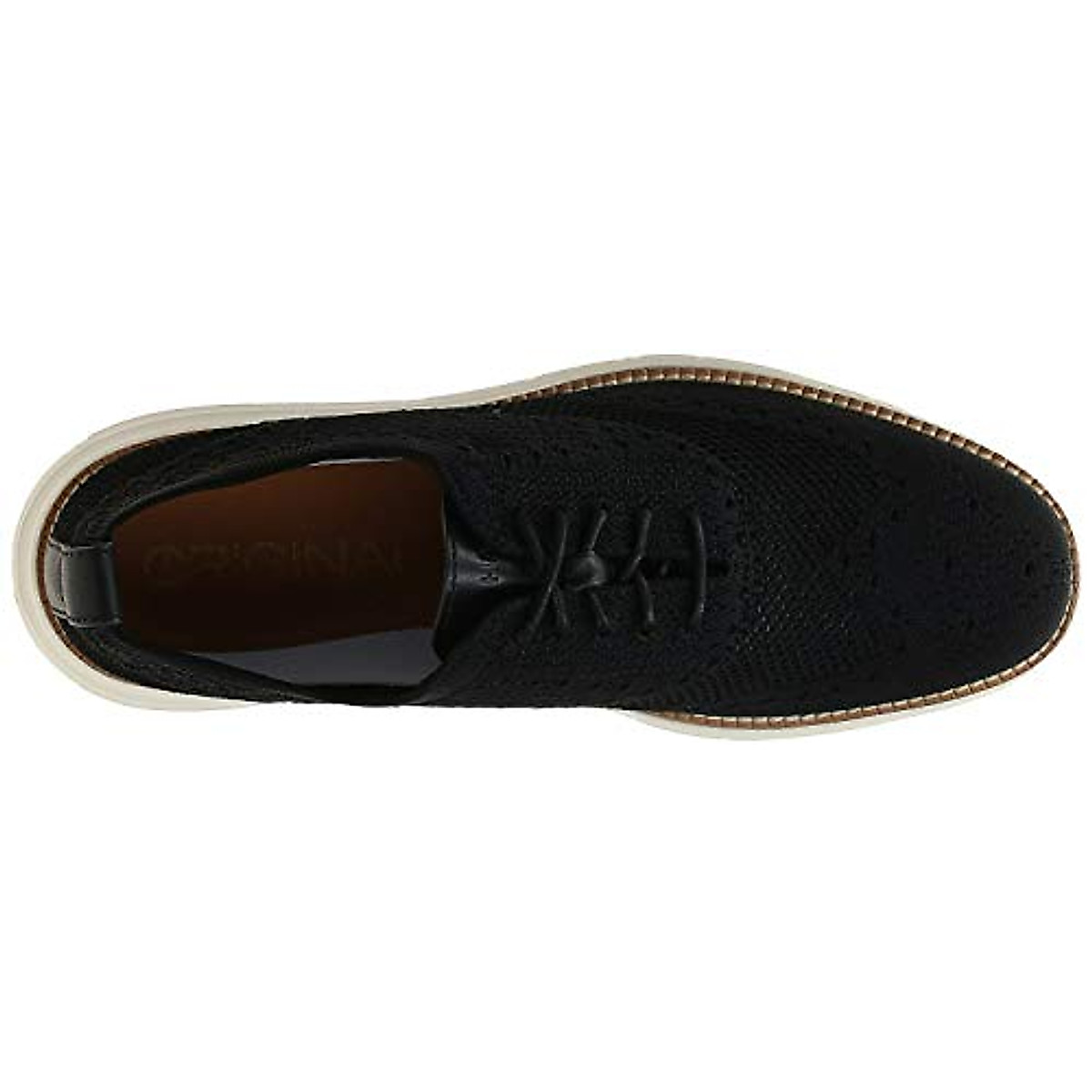 Cole Haan Men's Original Grand Knit Wing TIP II Sneaker, BLACK/IVORY, 10 M US