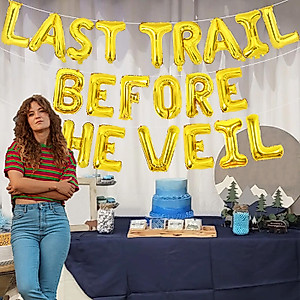 kreat4joy Last Trail Before the Veil Bachelorette Decorations, Mountain Hiking Bachelorette Party Decorations Foil Balloons for Women Wedding Bridal Shower Engagement Party