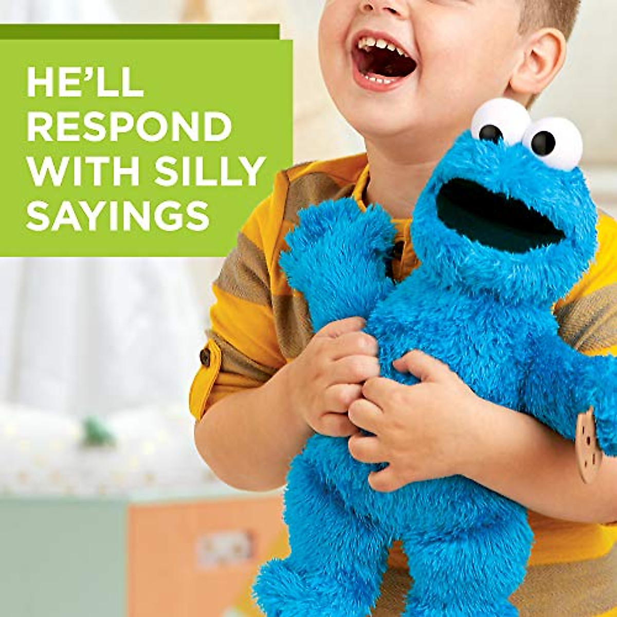 Sesame Street Feed Me Cookie Monster Plush: Interactive 13 Inch Cookie Monster, Says Silly Phrases, Belly Laughs, Toy for Kids 18 Months Old and Up