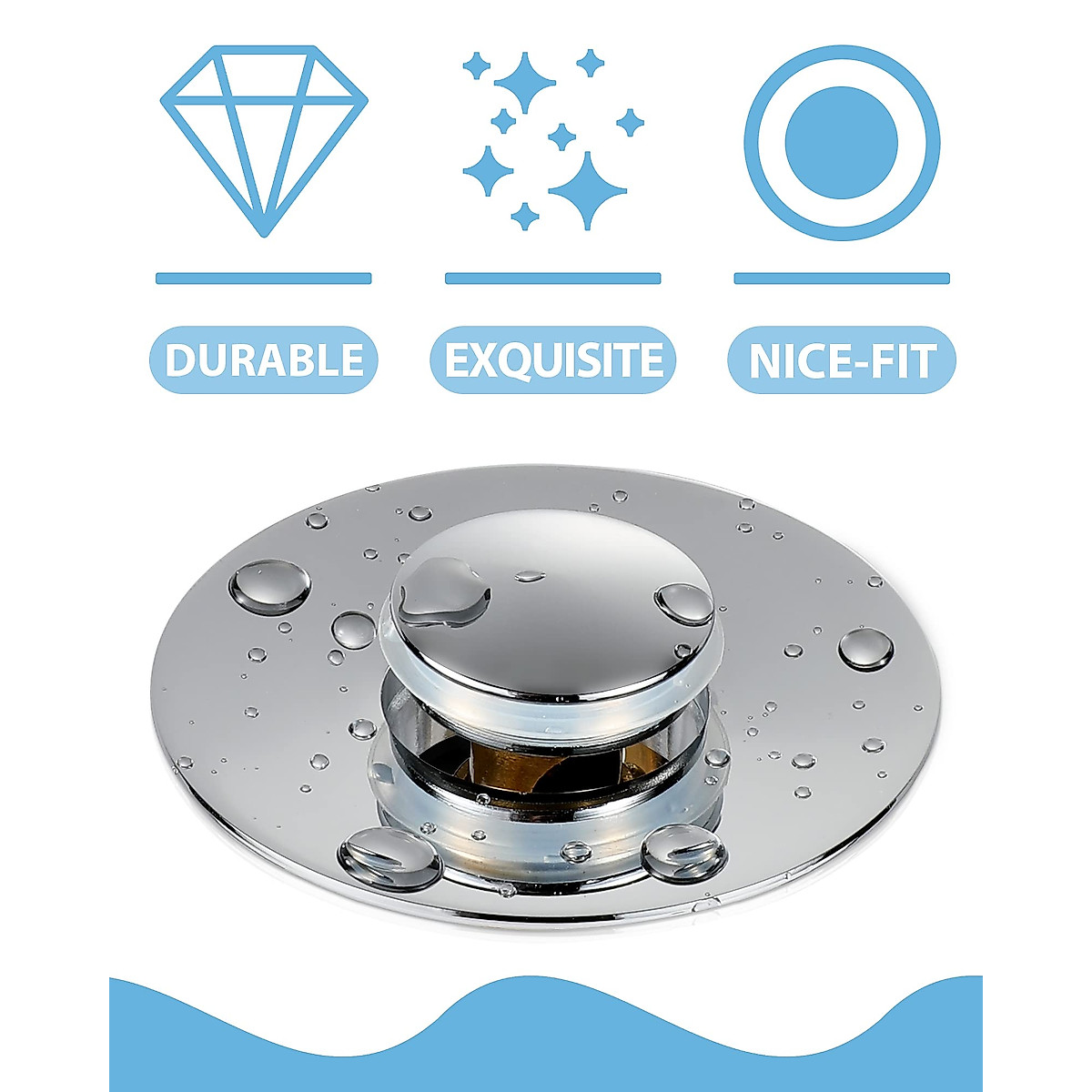 Tgosomt Bathroom Sink Stopper, Bathroom Sink Drain Strainer, Revolutionary Bathroom Accessories & Essentials (Chrome-Plated)