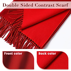 maamgic Womens Cashmere Feel Scarf Large Pashmina Shawls and Wraps Light Blanket Scarf for Evening Dress Warm Daily Travel Office Red and Dark Red