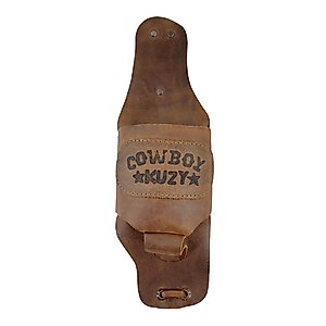 Hide & Drink, Beer Holster for Cowboy, Handsfree Beverage Holder, Western Bottle Leg Grip for Men and Women, Full Grain Leather, Handmade Drinking Accessories, Bourbon Brown
