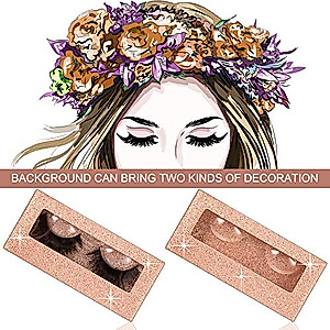 50 Sets Empty Eyelash Case Set, Include 50 Empty Eyelash Box Lash Box Packaging Eyelash Storage Box, 50 Eyelash Box Tray False Eyelash Storage Box Tray, 50 Internal Background Paper (Champagne Gold)