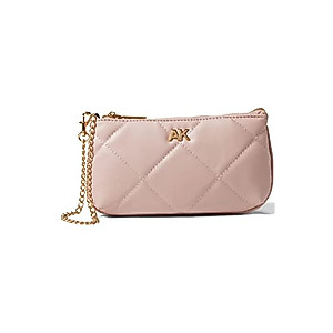 Anne Klein AK Quilted Pouch wrislet with Chain, Petal Pink/Petal Pink