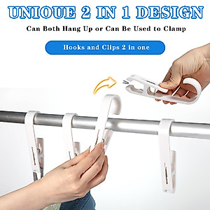 4PCS Laundry Hooks Clip Plastic Clothes Hangers Pins, Clothes Pins Swivel Hanging Hooks Super Strong Hanger Clips Laundry Hooks Clip for Bathroom Wardrobe Kitchen Travel