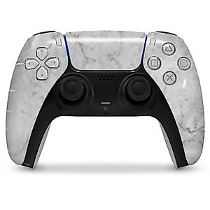 WraptorSkinz Skin Wrap compatible with Sony PS5 DualSense Controller Marble Granite 09 White Gray (CONTROLLER NOT INCLUDED)