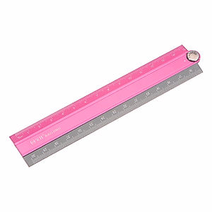 HARFINGTON Folding Straight Ruler 30cm Metric Aluminum Alloy Ruler with Angle Line Geometric Measuring Tool for Children Architects Study Classroom Office, Hot Pink