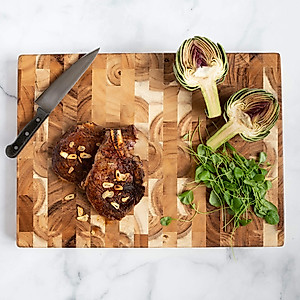 Villa Acacia Extra Large Butcher Block - 24x18 Inch, 2" Thick Wooden Cutting Board