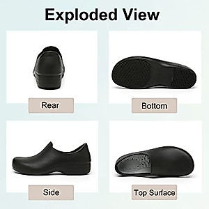 Haifago Women's Non Slip Shoes, Waterproof and Oil-Proof Chef Shoes, Women Nursing Work Shoe for Hospital Kitchens and Food Service Black