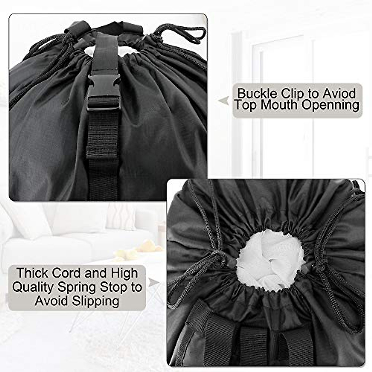 BeeGreen Laundry Bag Backpack w Adjustable Shoulder Straps College Dorm Essentials w Drawstring Closure for Travel Camp Heavy Duty Laundry Backpack Portable w Handle Xlarge Black