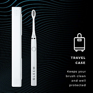 Gleem Battery Power Electric Toothbrush with Travel Case, Soft Bristles, White