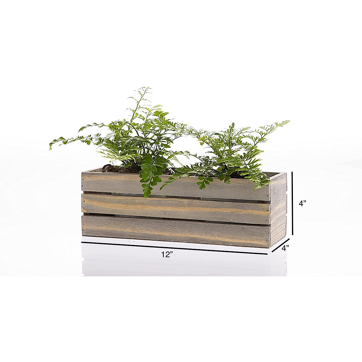 Wood Planter Box with Wine Crate Styled, 12x4 Inch Rectangular, Rustic Barn Wood, Plastic Liner, Wedding Flowers Holder, Home and Venue (12x4 Wine Crate Set of 4, Natural)