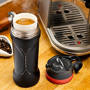 Roamwild Cerami Cup 16oz / 455ml – With Unique Ceramic Fresh Tasting Inner - Quadruple Thermal Insulation Technology Stainless Steel Travel Mug, BPA-Free, Dishwasher Safe (Black & Red)