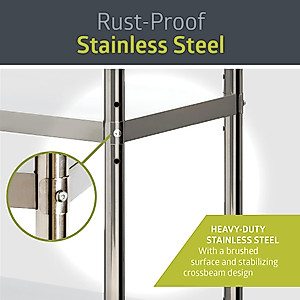 Pearington 4-Tier Commercial Grade Stainless Steel Storage Shelf for Kitchens, Stainless Steel Shelving Unit with 4 Height-Adjustable Shelves, 47" x 18.5" x 60", Silver