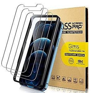 Invoibler 3 Pack Screen Protector Compatible with iPhone 12/12 Pro, iPhone 12/12 Pro Screen Protector Tempered Glass, 6.1 Inch [HD Clear] [Anti-Scratch] [Case Friendly] [Bubble Free],