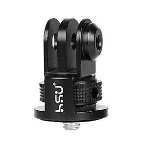 HSU Aluminum Camera Tripod Mount Adapter, 1/4" 20 Camera Mount for GoPro Hero 12/11/10/9/8/7 Insta360 X3/X2/X/RS/R and Other Cameras (Black)