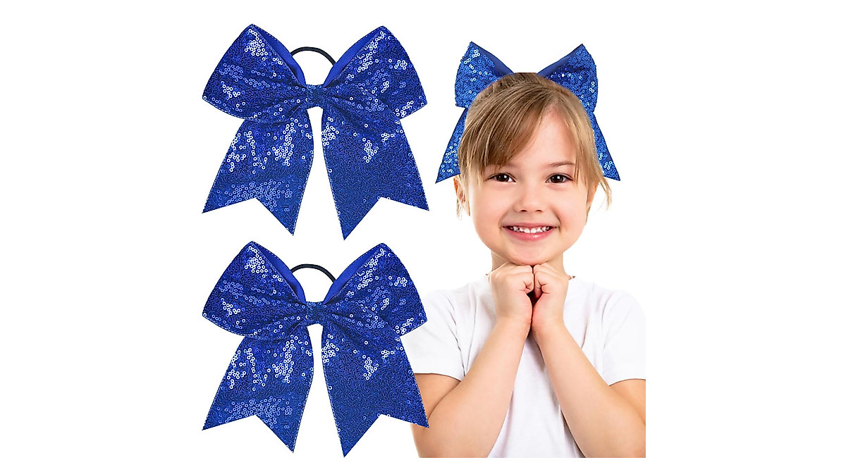 2 PCS 8" Cheer Bows for Teen Girls - Sparkle & Shine