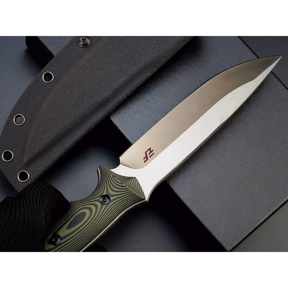 Eafengrow EF128 Fixed Blade Knife DC53 Steel Blade, Two Tone G10 Handle Full Tang Fixed Knifes Straight Knife for Working Camping Hunting Adventure Field EDC Tool Knife(Silver)