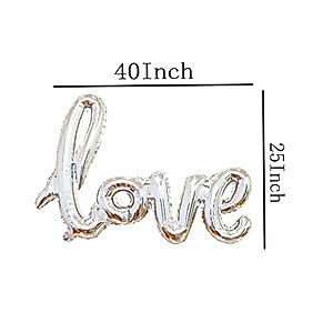 40Inch Silver Love Balloon for Bridal Shower Wedding Valentine's Day Supplies 2Pcs