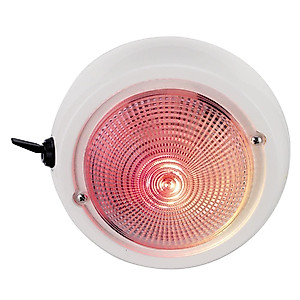 Perko 1263DP1WHT 12V Exterior Surface Mount Dome Light with Red and White Bulbs - 5" Diameter White Base