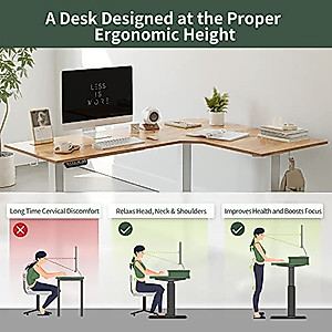 FEZIBO 75 Inch L Shaped Standing Desk with File Cabinet, Rustic Brown