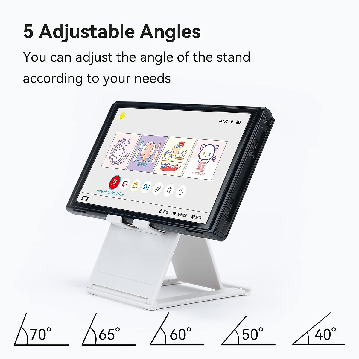 GeekShare Desktop Stands Holder, Portable Metal Holder for Switch/OLED/Lite, Cellphone