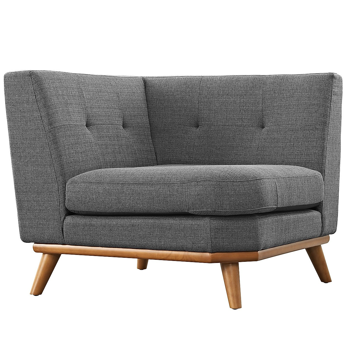 Modway Engage Corner Sofa in Mid-Century Modern Upholstered Fabric Gray