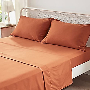 Anluoer Queen Comforter Set, Burnt Orange Tufted Bed in a Bag 7 Pieces with comforters and Sheets, All Season Bedding Sets with 1 Comforter, 2 PillowShams, 2 Pillowcases, 1 Flat Sheet, 1 Fitted Sheet